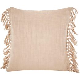 LeGer Home by Lena Gercke Dekokissen &raquo;Hevin&laquo; Musselin Optik, 2-er Set, ohne F&uuml;llung, mit Fransen beige Obermaterial: 100% Baumwolle B/L: 40cm x 40cm, 