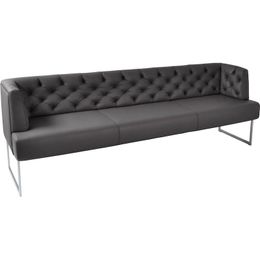 K+w Komfort & Wohnen K+W Komfort & Wohnen Polsterbank &raquo;Creso&laquo; im modernen Chesterfield-Look, F&uuml;&szlig;e in Edelstahl-Optik braun Bronco: Nappaleder pigmentiert, Dickleder, 1, 3/