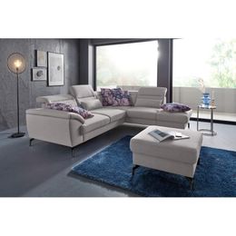 Sit & More sit&more Ecksofa &raquo;Percy L-Form&laquo; 15 cm Fu&szlig;h&ouml;he, Sitztiefenverstellung, wahlweise in 2 Fu&szlig;farben grau B/H/T: 270cm x 235cm, Feinstruktur, Ottomane 