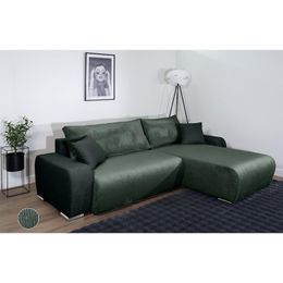 Collection AB Ecksofa &raquo;Pia L-Form, B: 237 cm&laquo; Schlaffunktion, Bettkasten & 2 Zierkissen, Federkern gr&uuml;n 100%Polyester B/H/T: 237cm x 41cm x 169cm, 