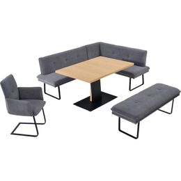 K+w Komfort & Wohnen K+W Komfort & Wohnen Essgruppe &raquo;Giacomo III&laquo; 4 Stk. tlg. wahlweise links oder rechts langer Schenkel 207cm, Freischwingersessel grau Flachgewebe 