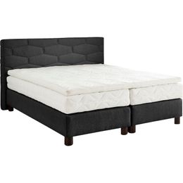 Westfalia Schlafkomfort Boxspringbett wahlweise mit Topper grau Bezug: 100% Polyester Feinstruktur Ohne Topper, Liegefl&auml;che B/L: 160cm x 200cm, H2 + H2, 7-Zonen-