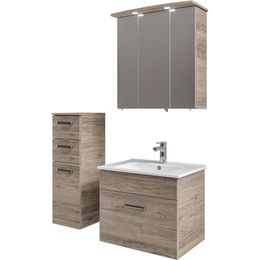 Badm&ouml;bel-Set &raquo;4-teilig, mit Spiegelschrank&laquo; Set, 4 Stk. tlg. braun B/H/T: 95cmcm x 200cmcm x 45cmcm