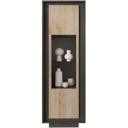 Home Affaire Vitrine &raquo;Sky, B/H 67/197 cm, Vitrinenschrank/Standvitrine/Glasvitrine, 1 T&uuml;r&laquo; Softclosing, Korpus & Front 22 mm stark, Rahmen-Optik braun