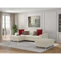 Sit & More sit&more Ecksofa &raquo;Dundee L-Form&laquo; mit Federkern und Edelstahlf&uuml;&szlig;en, wahlweise mit Kopfteilverstellung beige B/H/T: 264cm x 86cm x 175cm, Struktur weich