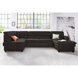 Sit & More sit&more Wohnlandschaft &raquo;Pisa U-Form&laquo; mit Federkern, wahlweise mit Schlaffunktion schwarz Flachgewebe (100% Polyester);Luxus-Microfaser1 (100% 
