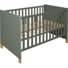 M&auml;usbacher Babybett Holzf&uuml;&szlig;e, Holzgriffe gr&uuml;n Holzwerkstoff Lattenrost, Liegefl&auml;che B/L: 70cm x 140cm, kein H&auml;rtegrad