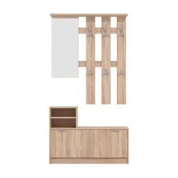 Home Affaire Garderoben-Set &raquo;Ravenna Flurgarderobe, Dielenschrank, Kompaktgarderobe, Breite 100 cm&laquo; Komplett-Set, 2 Stk. tlg. braun Glas, 