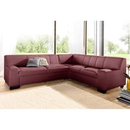 DOMO collection Ecksofa &raquo;Norma Top, elegant und modern, flache Armlehnen, L-Form&laquo; wahlweise mit Bettfunktion rot B/H/T: 247cm x 77cm x 212cm, 