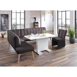 exxpo - sofa fashion Eckbank &raquo;Costa, moderne R&uuml;ckensteppung, bequem und elegant, hoher Holzfu&szlig;&laquo; Frei im Raum stellbar braun Struktur: Webvelour, 100% 