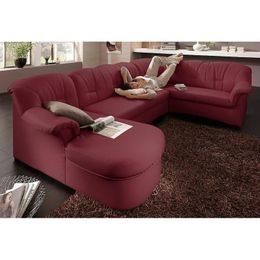 DOMO collection Wohnlandschaft &raquo;Papenburg, zeitlose R&uuml;ckensteppung, elegante Formensprache, U-Form&laquo; in gro&szlig;er Farbvielfalt, wahlweise mit Bettfunktion