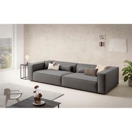 LeGer Home by Lena Gercke 3-Sitzer &raquo;PIARA XXL Leinenoptik, Sofa mit Kedernaht&laquo; schwarze F&uuml;&szlig;e, bequemer Sitzkomfort, extra tiefe Sitzfl&auml;che grau 100% 