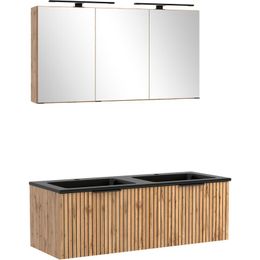 Welltime Badm&ouml;bel-Set &raquo;, Carlton Waschtisch-Set, 80 oder 120 cm, gestreift&laquo; 2 Stk. tlg. schwarz Holzwerkstoff Set 14: 2tlg. Waschtisch-Set 120cm: 