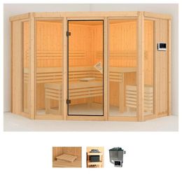 Karibu Sauna &raquo;Astrid 2&laquo; Set, Ofen 9 KW externe Strg easy beige Saunaofen, externe Steuerung, 9 kW