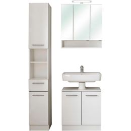 Badm&ouml;bel-Set &raquo;Quickset 953 3-teilig, Waschbeckenunterschrank und LED-Spiegelschrank&laquo; Set wei&szlig; Holzwerkstoff B/H/T: 95cmcm x 200cmcm x 33cmcm