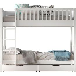 Vipack Etagenbett &raquo;Scott, Kiefer massiv, stabil gebaut, Made in Europe, Landhaus-Optik&laquo; B/H/T ca. 208x175x105cm, inkl. Rolllattenroste, Leiter, Absturzschutz