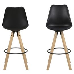 ACTONA GROUP Barhocker &raquo;Dian&laquo; Set, 2 Stk. tlg. Barstuhl, Organisch geformter Sitz mit Kissen, Fu&szlig;st&uuml;tze schwarz Polypropylen B/H/T: 48,5cm x 111,5cm x