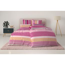 OTTO home Bettw&auml;sche &raquo;Elvea&laquo; 2 Stk. in Gr. 135x200 oder 155x220 cm, 100% Baumwolle, Streifen bunt Linon, Obermaterial: 100% Baumwolle B/L: 135cm x 