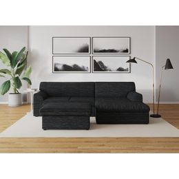 DOMO collection Ecksofa &raquo;Topper, elegant und zeitlos, kompaktes Stellma&szlig; 245/155cm, L-Form&laquo; mit Recamiere, wahlweise mit Schlaffunktion grau B/H/T: 