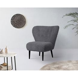 LeGer Home by Lena Gercke Sessel &raquo;Dinah&laquo; Knopfheftung im R&uuml;cken, wahlweise mit oder ohne Hocker grau 100% Polyester Boucl&eacute;, ohne Hocker, B/H/T: 84cm x