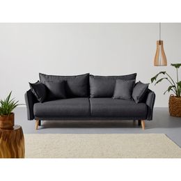 Home Affaire Schlafsofa &raquo;Granbo, B: 228 cm, Liegel. 145x192 cm&laquo; Schlaffunktion, Bettkasten, Taschen & 4 Zierkissen, Federkern grau 100% Polyester B/H/