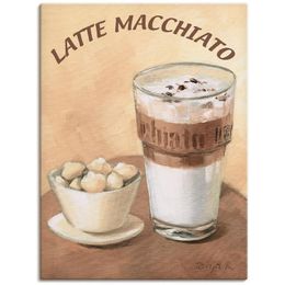 Artland Leinwandbild &raquo;Latte Macchiato&laquo; Getr&auml;nke 1 Stk. tlg. auf Holzrahmen gespannt beige Leinwand B/H/T: 45cm x 60cm, Leinwandbild Getr&auml;nke Hochformat, 1 Stk