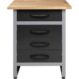 ONDIS24 Werkbank &raquo;Bernd&laquo; Set, h&ouml;henverstellbar, 4 Schubladen, ca. 60x60x85 cm schwarz Edelstahl Einheitsgr&ouml;&szlig;e