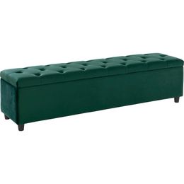Home Affaire Bettbank &raquo;Relaxy&laquo; gesteppt, mit Staufach gr&uuml;n Holzwerkstoff, Massivholz, Polyester B/H/T: 140cm x 41,5cm x 40cm, Luxus-Microfaser
