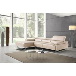 Egoitaliano Ecksofa &raquo;Malika, edel und bequem, Designsofa mit hochwertigen Bez&uuml;gen, L-Form&laquo; mit Recamiere, inkl. Kopfteilverstellung und chromfarbenen Metallf&uuml;&szlig;en 