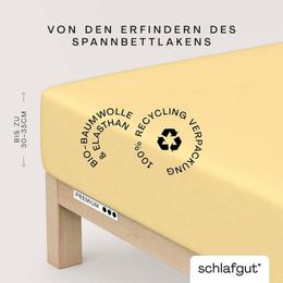 Schlafgut Spannbettlaken &raquo;PREMIUM Mako-Zwirn-Jersey, 220 g/m&sup2;, 95% Bio-Baumwolle, 5% Elasthan&laquo; Bettlaken bis 30 cm H&ouml;he, PREMIUM-Qualit&auml;t langlebig, perfekter 
