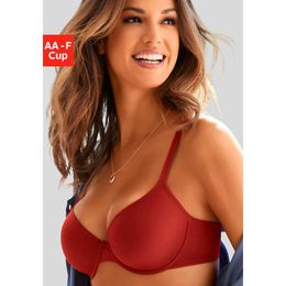 Lascana Damen Lascana Schalen-BH &raquo;, T-Shirt-BH, B&uuml;gel-BH, Ela - perfect basic&laquo; aus seidiger Microfaser, bequemer BH, gro&szlig;e Gr&ouml;&szlig;en rot 85, Cup C