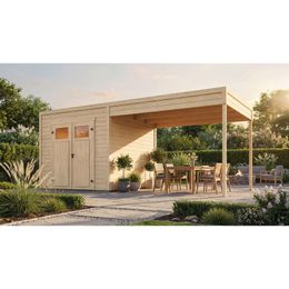Weka Gartenhaus &raquo;Batu 1,5 mit Anbau 300 cm&laquo; Massivholz ohne Fu&szlig;boden, ohne Dacheindeckung