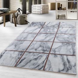 Ayyildiz Teppiche Teppich &raquo;NAXOS 3816&laquo; rechteckig 12 mm H&ouml;he L&auml;ufer, Marmor Optik, Kurzflor, Wohnzimmer braun Polypropylen (PP) B : 140cm 1 Stk., 12mm, L: 200cm