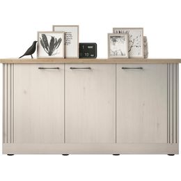 OTTO home Sideboard &raquo;Country Breite 164 cm, Kommode mit 3 T&uuml;ren, Anrichte im&laquo; Landhausstil, viel Stauraum, mit Metallgriffe, MDF Rahmen beige B/H/T: 