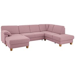 Home Affaire Wohnlandschaft &raquo;Belfort U-Form&laquo; mit Federkern, wahlweise mit Schlaffunktion und Stauraum rosa Luxus-Microfaser Vintageoptik(100% 