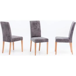 Home Affaire Esszimmerstuhl &raquo;Lea&laquo; (Set) 2 Stk.strapazierf&auml;higes Material, Gestell aus Massivholz grau Microfaser aus 100% Polyester in Antikleder-