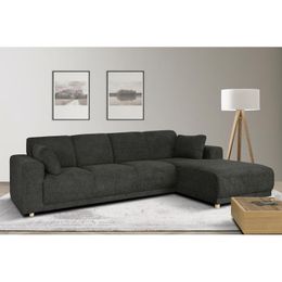 OTTO home Ecksofa &raquo;LEMPS wahlweise Recamiere links oder rechts L-Form&laquo; incl. Zierkissen, Stellma&szlig;e 297x162 cm grau 100% Polyester B/H/T: 297cm x 85cm 