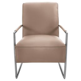K+w Komfort & Wohnen K+W Komfort & Wohnen Cocktailsessel mit bezogenen Armlehnen, Gestell in Metall Edelstahloptik beige Microfaser 1, B/H/T: 62cm x 77cm x 83cm
