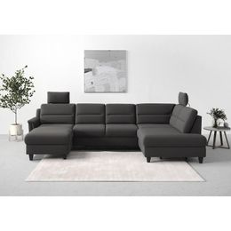 Sit & More sit&more Wohnlandschaft &raquo;Far&ouml; U-Form&laquo; inklusive Federkern, wahlweise mit Schlaffunktion und Bettkasten grau B/H/T: 325cm x 90cm x 187cm, Luxus-