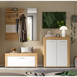 OTTO home Garderoben-Set &raquo;AOSTA, Breite 200cm, 4-teilige Garderobenkombination&laquo; Set, bestehend aus: Sitzbank, Paneel, Spiegel & Kommode, 4 Stk. tlg. 