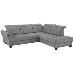 OTTO home Ecksofa &raquo;Solvei L-Form&laquo; wahlweise auch mit Kopfteilverstellung und Schlaffunktion, Federkern grau Luxus-Microfaser Lederoptik (100% 