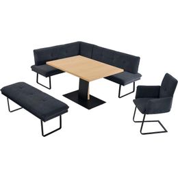 K+w Komfort & Wohnen K+W Komfort & Wohnen Essgruppe &raquo;Giacomo III&laquo; 4 Stk. tlg. wahlweise links oder rechts langer Schenkel 207cm, Freischwingersessel grau Flachgewebe 