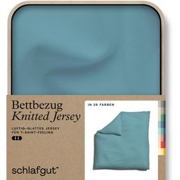 Schlafgut Bettbezug &raquo;Premium Bettbezug Knitted Jersey (1 St)&laquo; Ton-in-Ton Rei&szlig;verschluss, Bio-Baumwolle mit Elasthan, Uni, OEKO Tex blau Jersey, Obermaterial: 95