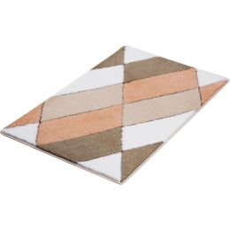 Kleine Wolke Badematte &raquo;Ayana, Badvorleger, Badezimmer Teppich&laquo; H&ouml;he 15 mm rutschhemmend beschichtet fu&szlig;bodenheizungsgeeignet Badteppich, modernes Rauten Design, 
