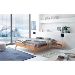 Hasena Holzbett &raquo;Calvari&laquo; mit einer Fu&szlig;h&ouml;he von 20 cm braun Eiche massiv Liegefl&auml;che L&auml;nge B: 200cm x 200cm, H&ouml;he Bett: 36cm H&ouml;he Bettseite: 16cm H&ouml;he