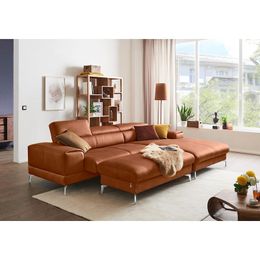 W.Schillig Polsterhocker &raquo;piedroo&laquo; F&uuml;&szlig;e in Chrom gl&auml;nzend braun Longlife Xtra-Leder Z69: Das feinnarbige, gedeckte Softleder Z69 besticht durch seine 