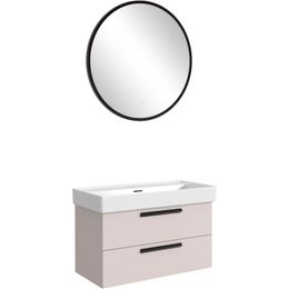 Welltime Badm&ouml;bel-Set &raquo;SALVADA, 2tlg-Set, ged&auml;mpfte Scharniere, Softclose, Keramikbecken&laquo; Ma&szlig;e (B/T/H): 100/47,5/200 cm rosa MDF B/H/T: 100cmcm x 