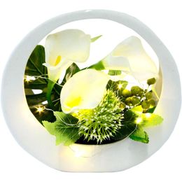 OTTO home Kunstblume &raquo;Calla&laquo; im Keramiktopf, mit LED-Beleuchtung wei&szlig; B/H/L: 22cm x 20cm, 1 Stk.