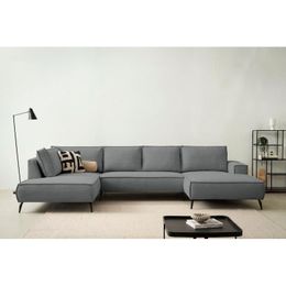 OTTO home Wohnlandschaft &raquo;TVINNU Cord, 354 cm&laquo; Recamiere rechts/links, schwarze Metallf&uuml;&szlig;e, bequeme Sitz-/Liegefl&auml;che B/H/T: 354cm x 83cm x 193cm, 