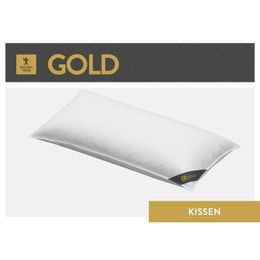 Spessarttraum 3-Kammer-Kopfkissen &raquo;Gold&laquo; F&uuml;llung: Au&szlig;en: 90% G&auml;nsedaunen, 10% G&auml;nsefedern Innen: 100% G&auml;nsefedern 1 Stk. tlg. hergestellt in 